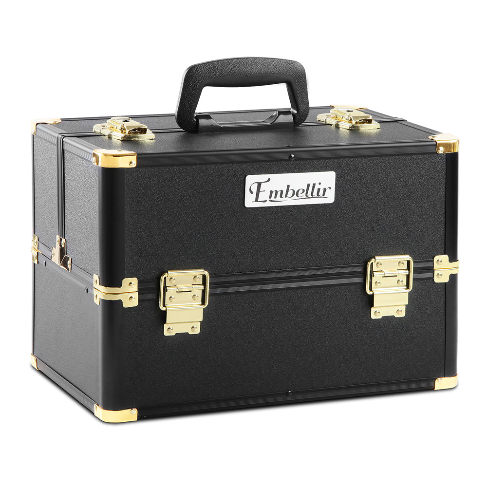 Embellir Portable Cosmetic Beauty Makeup Case - Black & Gold – The ...