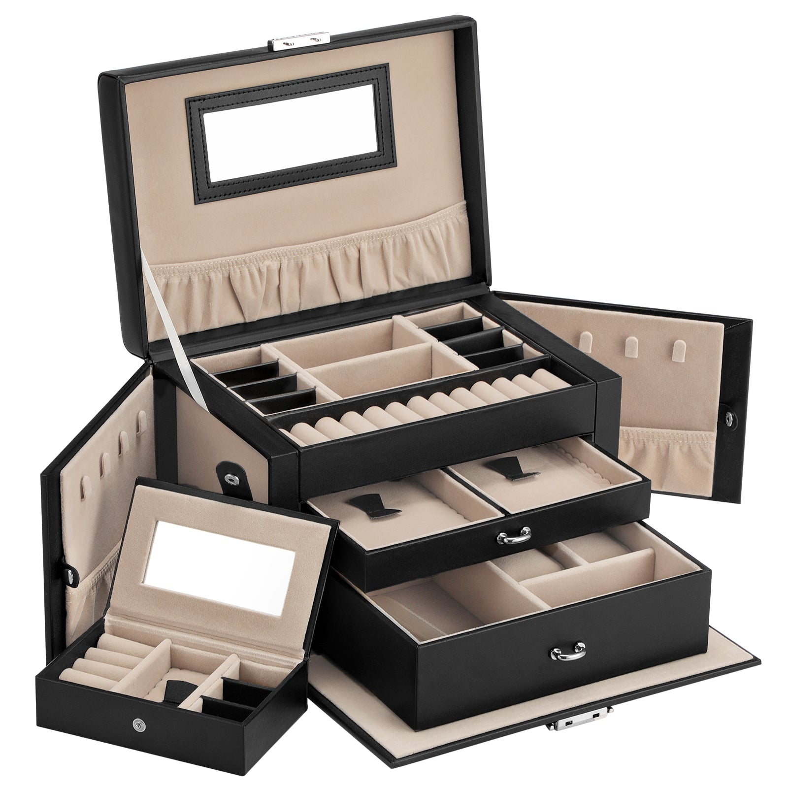 Lockable Jewelry Box 3-Tier Display Case – The Urban Emporium