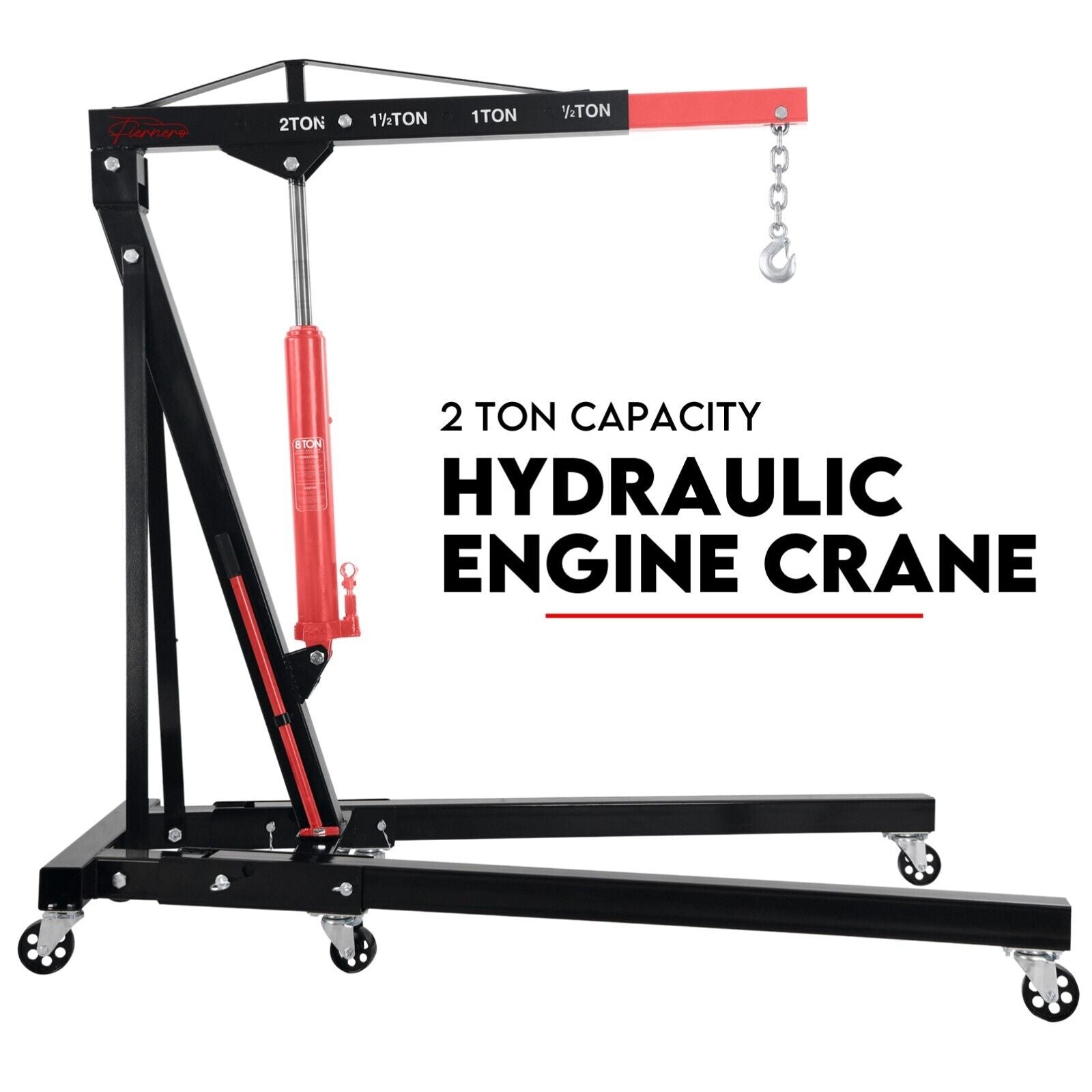 2 Ton Hydraulic Engine Crane Folding Hoist Stand Mobile Garage Worksho ...