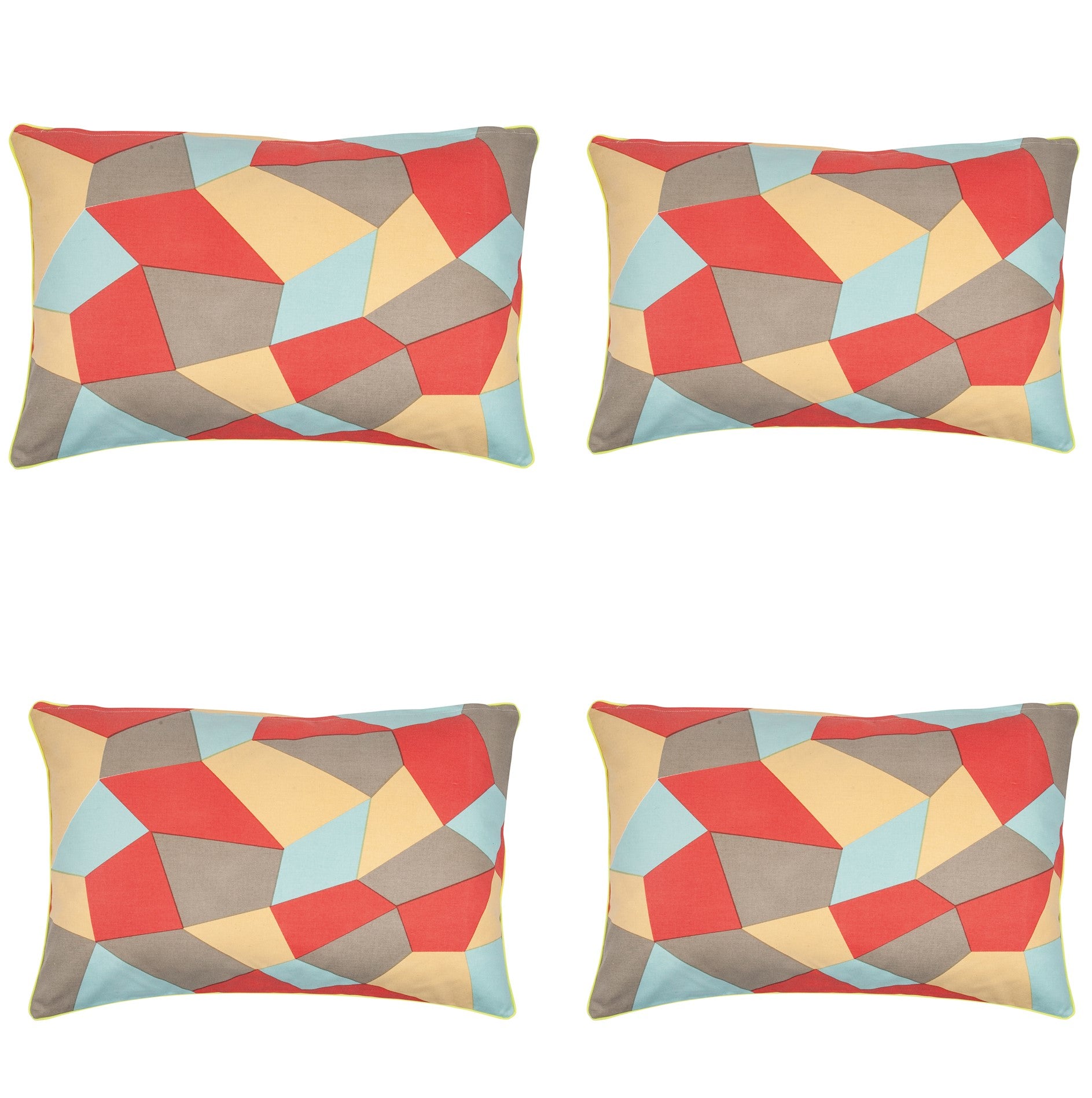 Pack of 4 Geo Beige Geometric Design 40x60cm Rectangle Cushion Covers ...