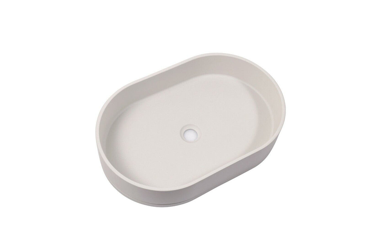 Ultra Modern Concrete Cement Wash Basin Counter Top Matte White Oval B ...